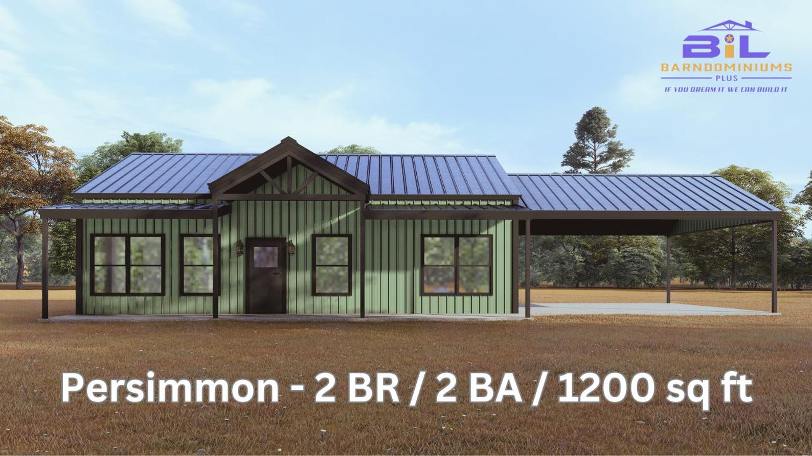 Barndominium Floor Plan - 2 BR / 2 BA / 1200 Sq Ft - Bil Barndos Plus - 2D & 3D Floor Plans With ...