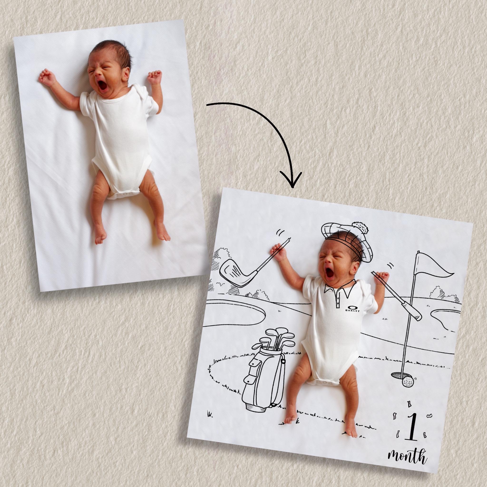 Monthly Baby Milestone Photo (12-MONTH PACKAGE), Illustration/drawing ...