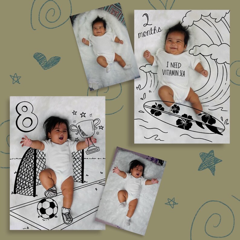 Monthly Baby Milestone Photo (12-MONTH PACKAGE), Illustration/drawing ...