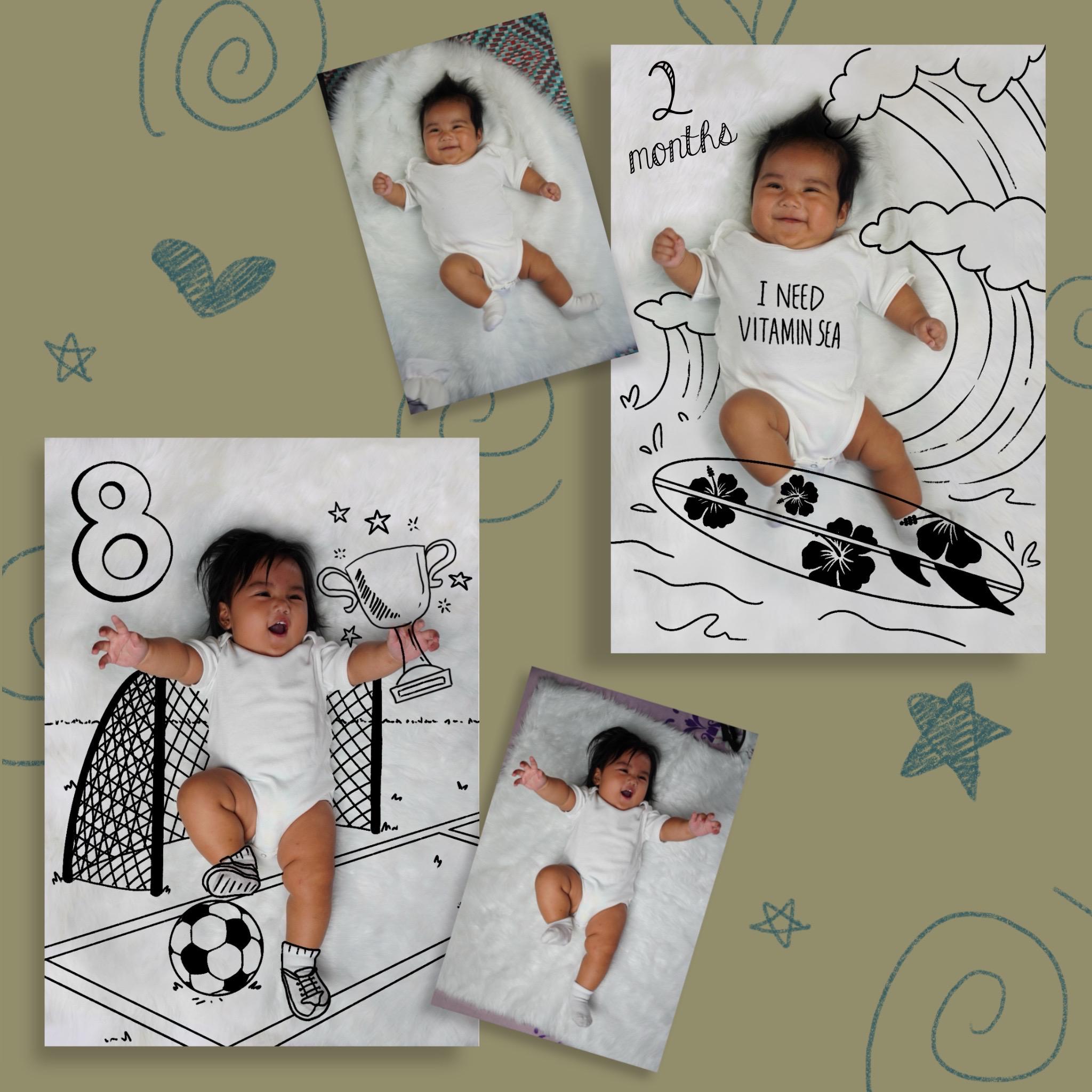 Monthly Baby Milestone Photo (12-MONTH PACKAGE), Illustration/drawing ...
