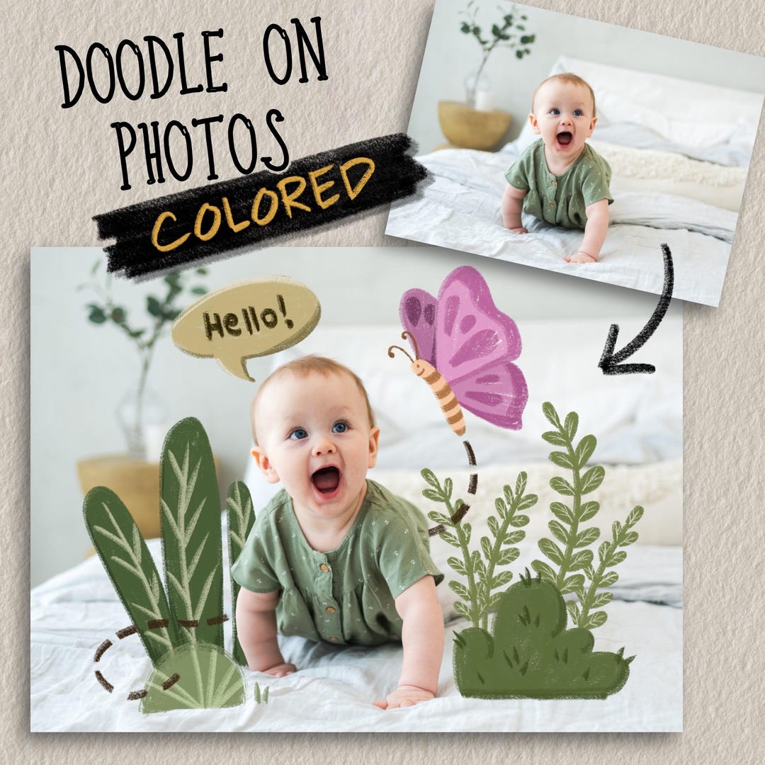 Doodle on Photos, Crayon/chalk Style, Fun & Creative Illustration ...