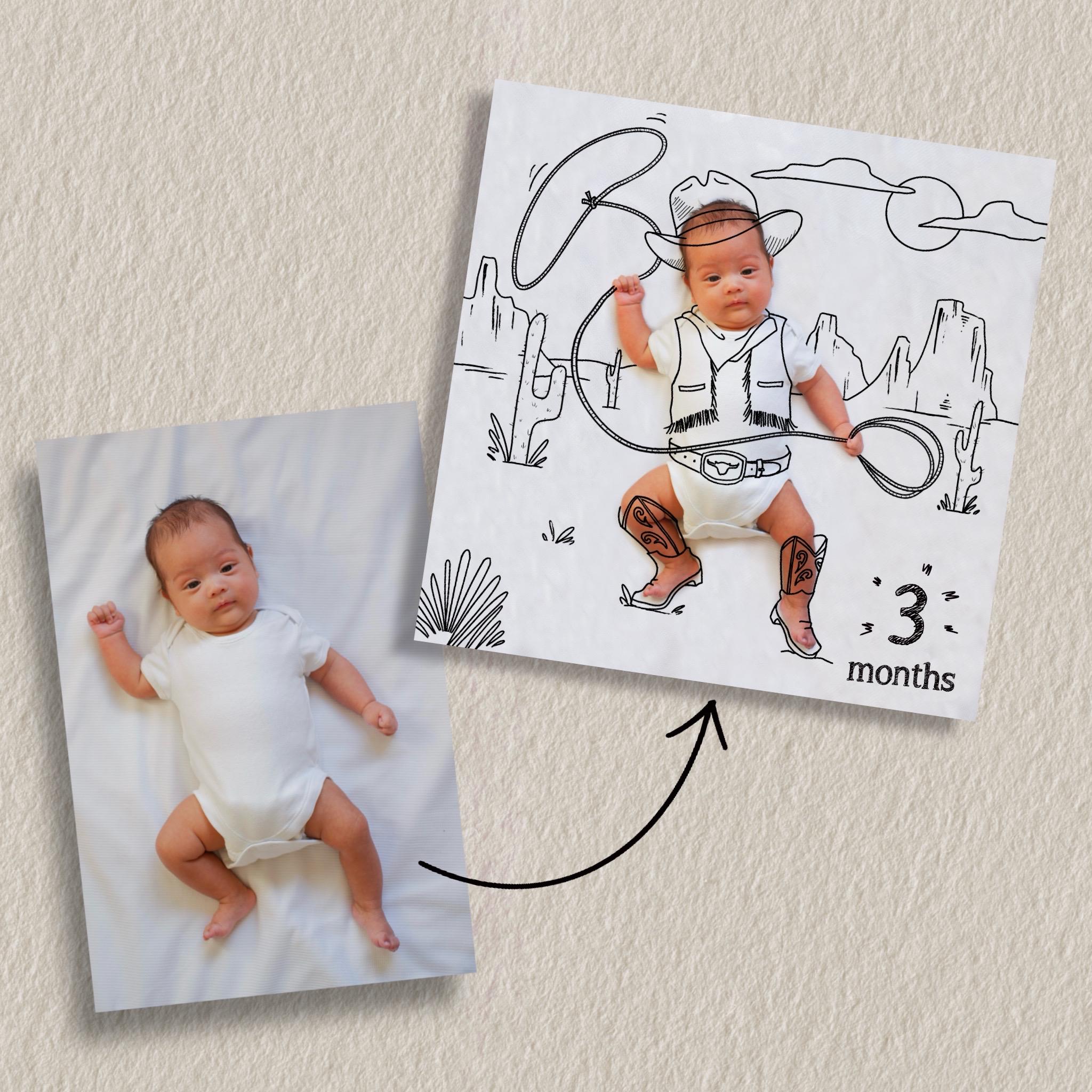 Monthly Baby Milestone Photo (12-MONTH PACKAGE), Illustration/drawing ...