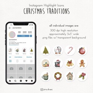 12 Christmas Watercolour Cliparts/ Craft Making/ Instagram Icons ...