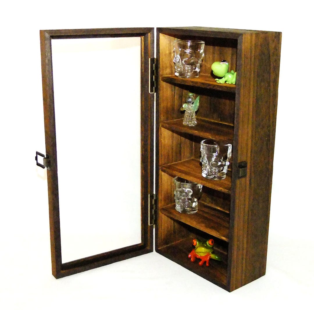 Rustic Brown Wash Colored Hanging Display or Counter Display Case 5 ...