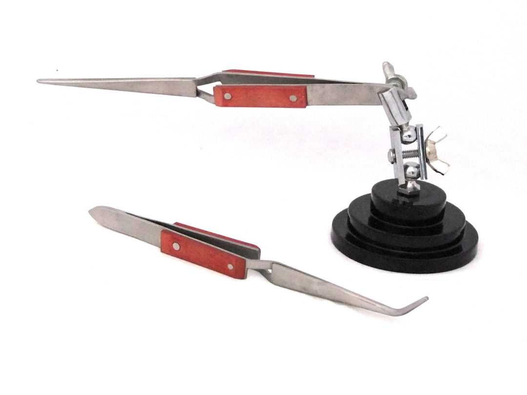 Third Hand/helping Hand Round Base With Two Fiber Grip Tweezers SALE - Etsy