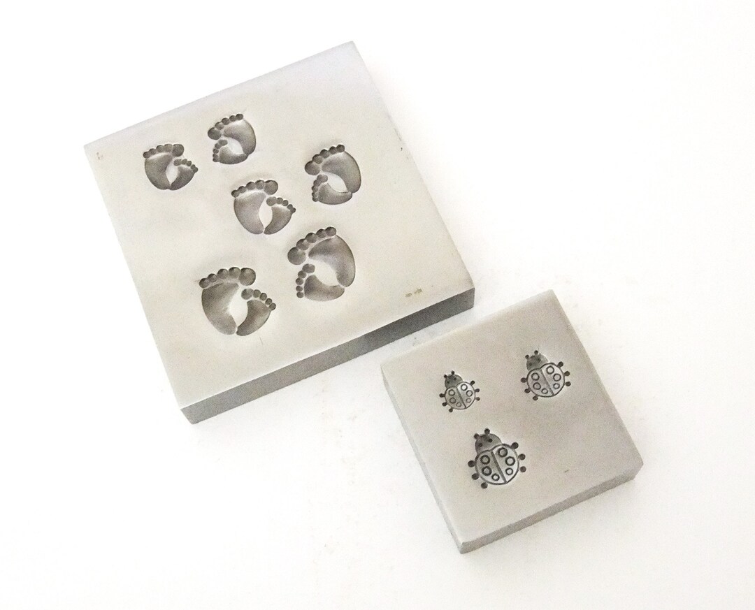 2 Pack Shot Plate 9 Designs Feet and Lady Bugs Impression Dies ...