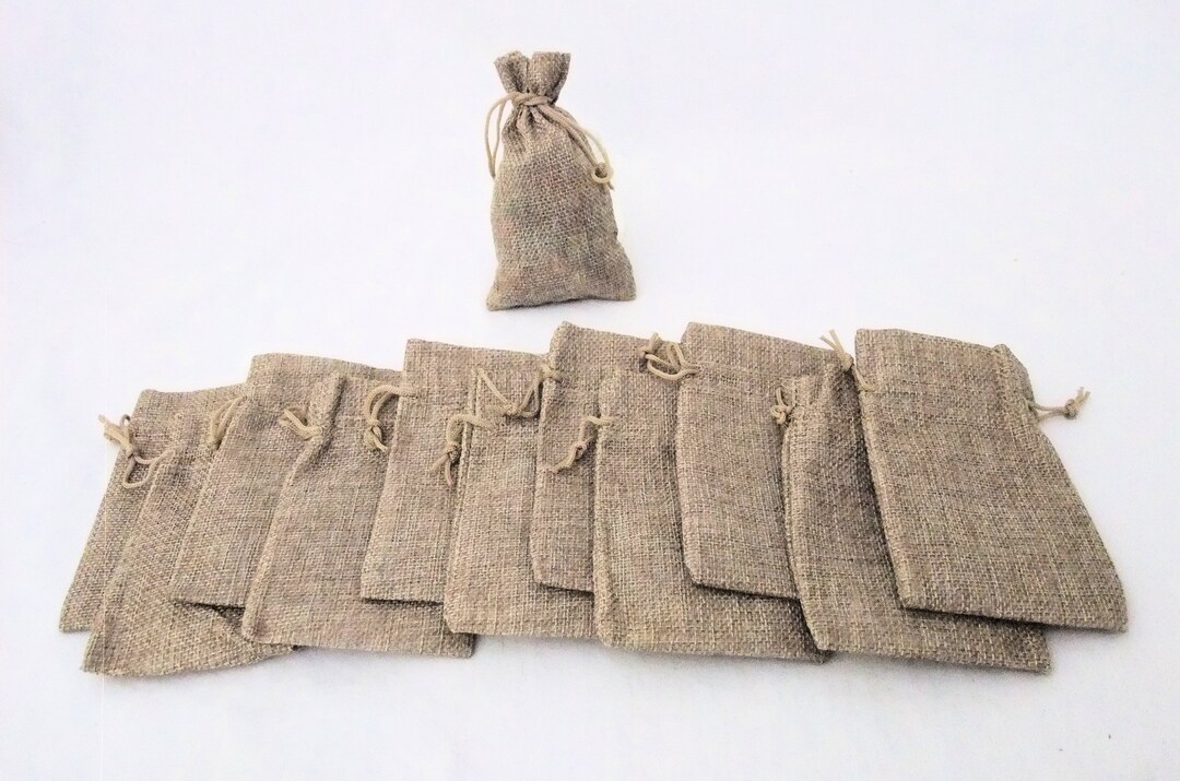 Lot of 12 Natural Burlap Color Drawstring Pouch Gift Bags 4x3 Inch SALE ...
