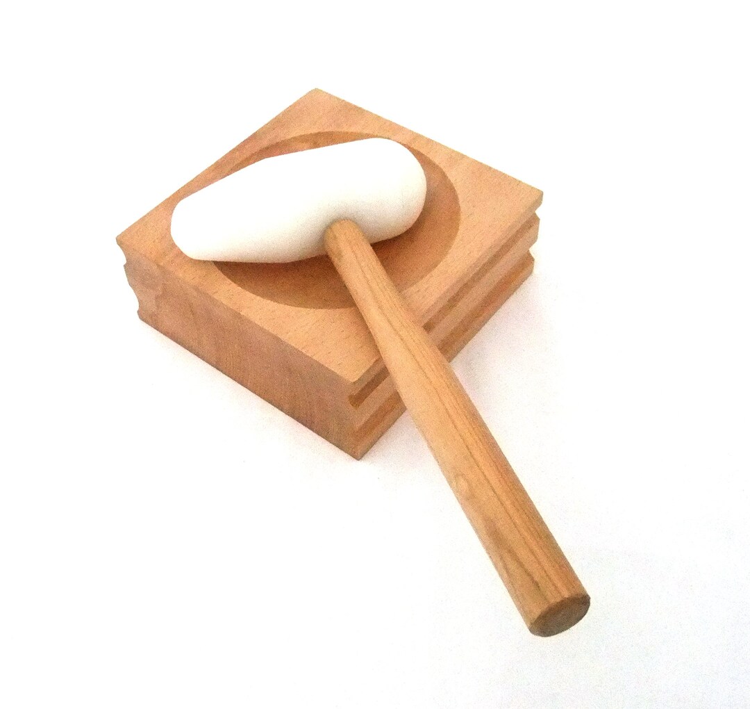 Large 6 Inch Wood Dapping Block With Large Double Domed Nylon Mallet ...