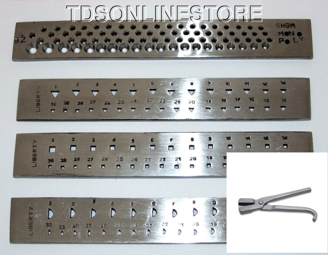 Set of 4 Steel Draw Plates: Round, Half Round, Square, and Triangle ...