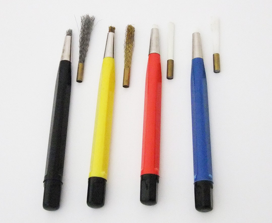 4 Piece Pen Style Scratch Brush Set for Polishing, Cleaning, Texturing ...