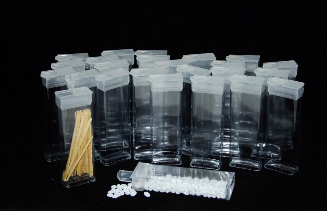 Pack of 25 Rectangle Clear Plastic Storage Tubes With Flip Tops 3" - Etsy