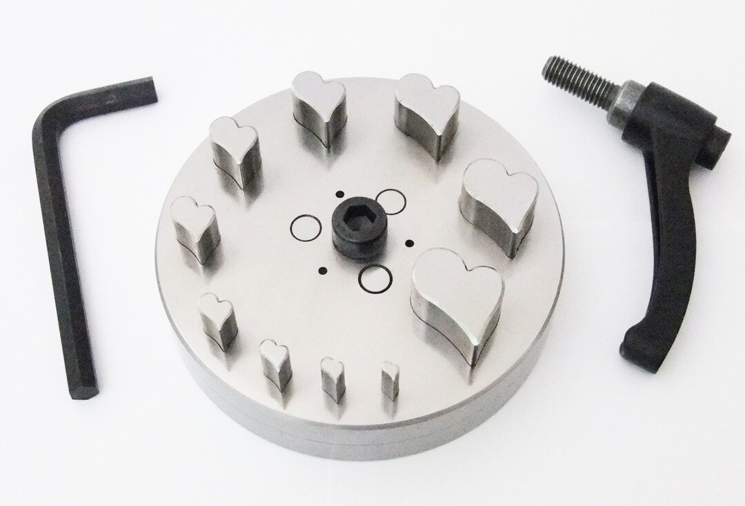 Swirly Heart Disc Cutter W 10 Dies 4mm 31mm With Recessed Base & Angled ...