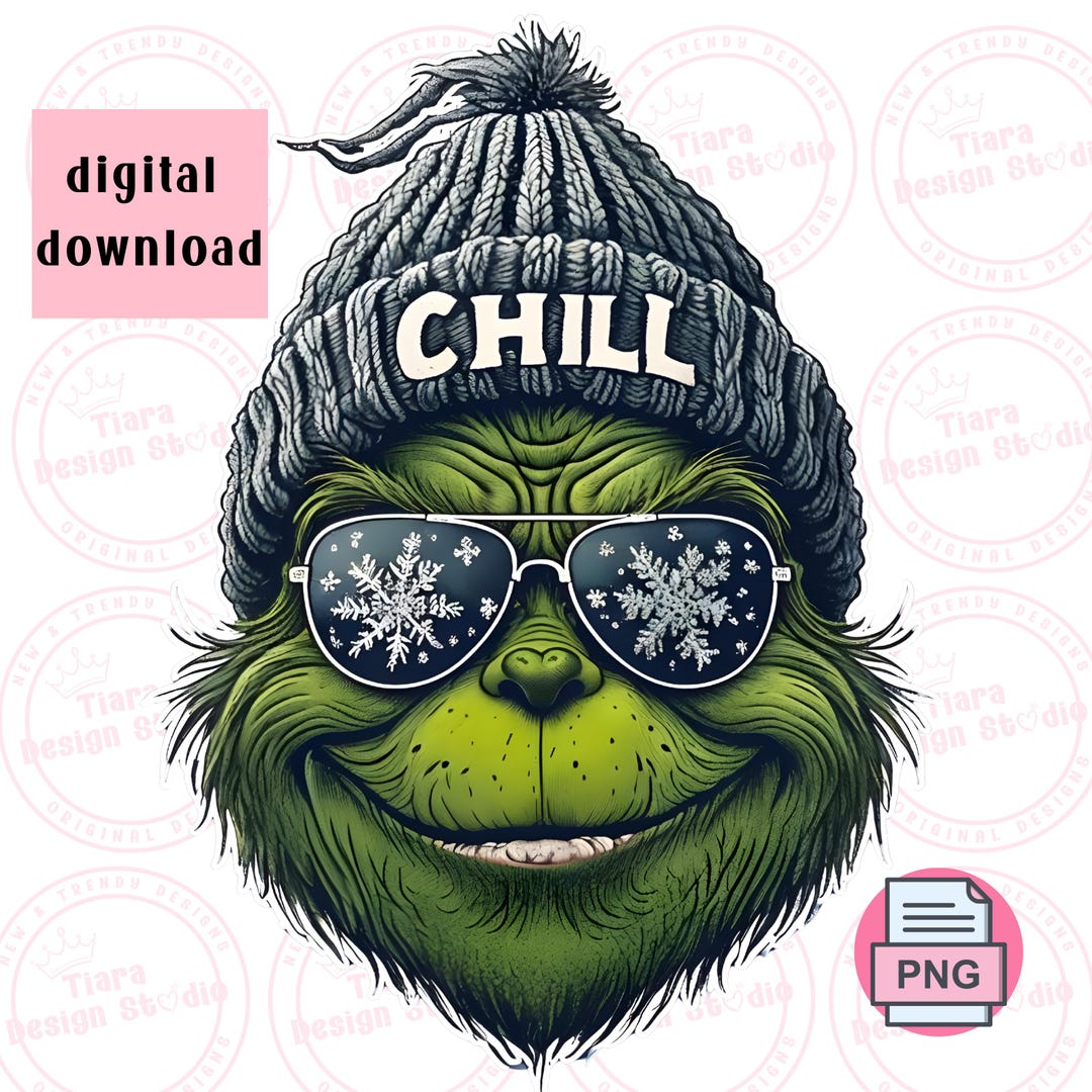 Grinch Png, Retro Grinch Png, Grinch With Snowflake Aviators Png ...