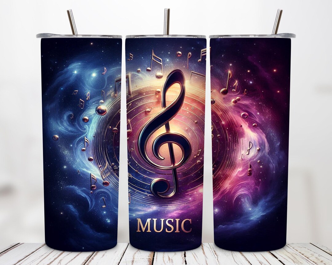 20 Oz Musical Notes Tumbler Wrap, Watercolors Skinny Tumbler Designs ...