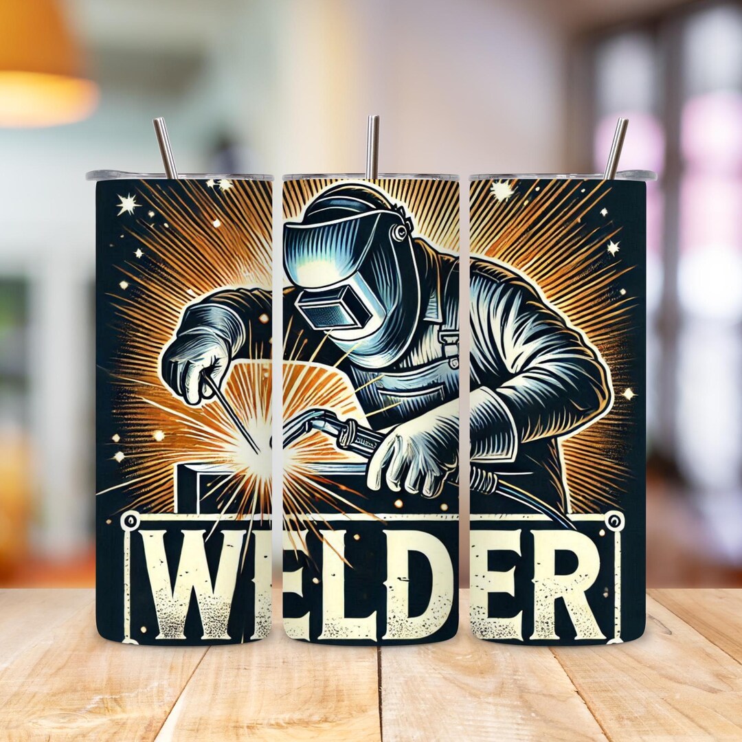 Welder Tumbler Wrap PNG, Welding 20oz Skinny Tumbler Design, Seamless ...