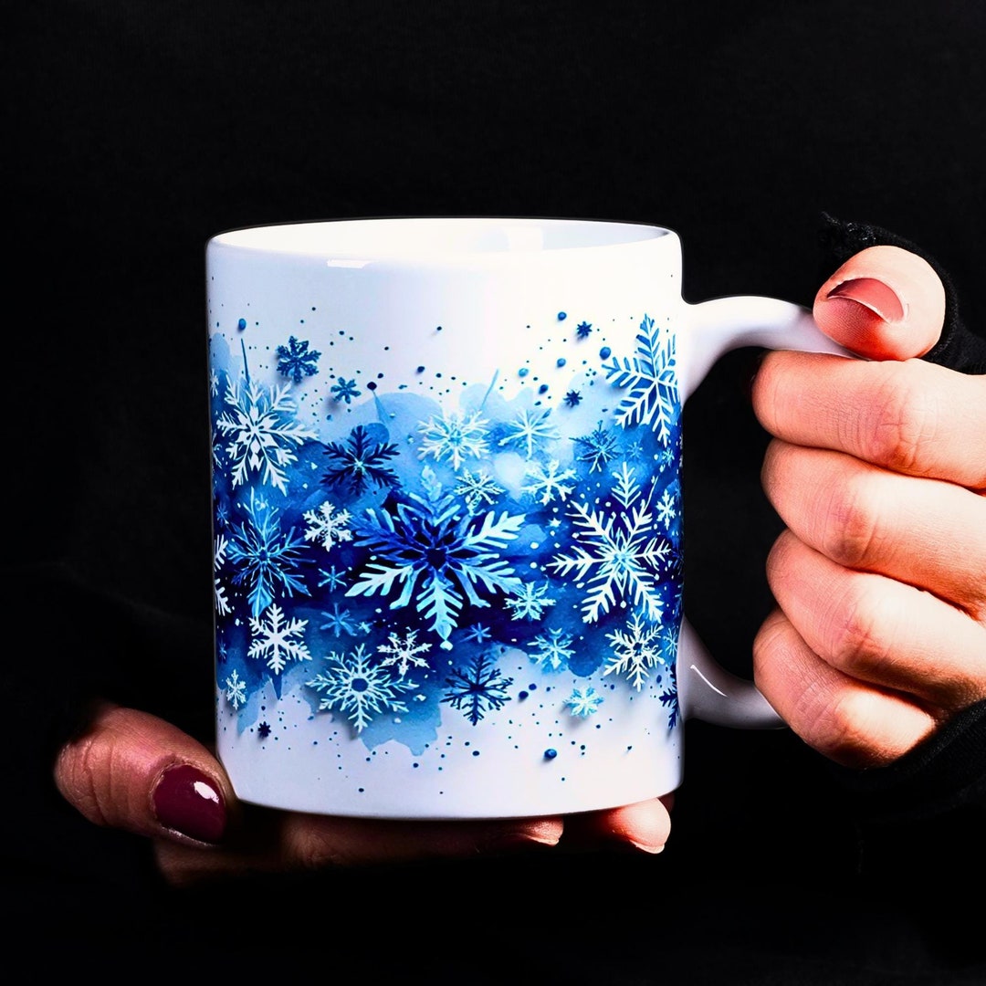 3D Winter Snowflakes Mug Wrap, 15oz Mug Template, 3D Winter Mug ...