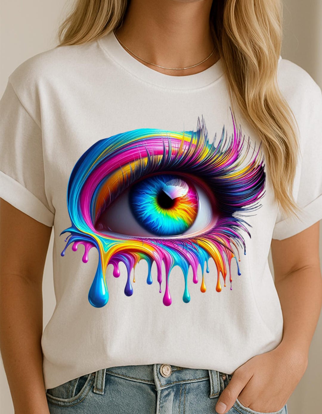 Rainbow Drip Eye Shirt PNG, Vivid Colorful Eye Graphic, Psychedelic ...