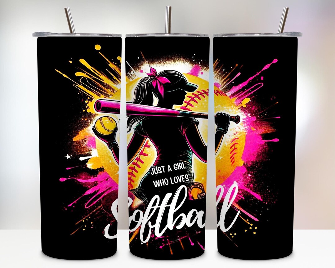 Softball Design Wrap, 20 Oz Skinny Tumbler Wrap Just a Girl Who Loves ...