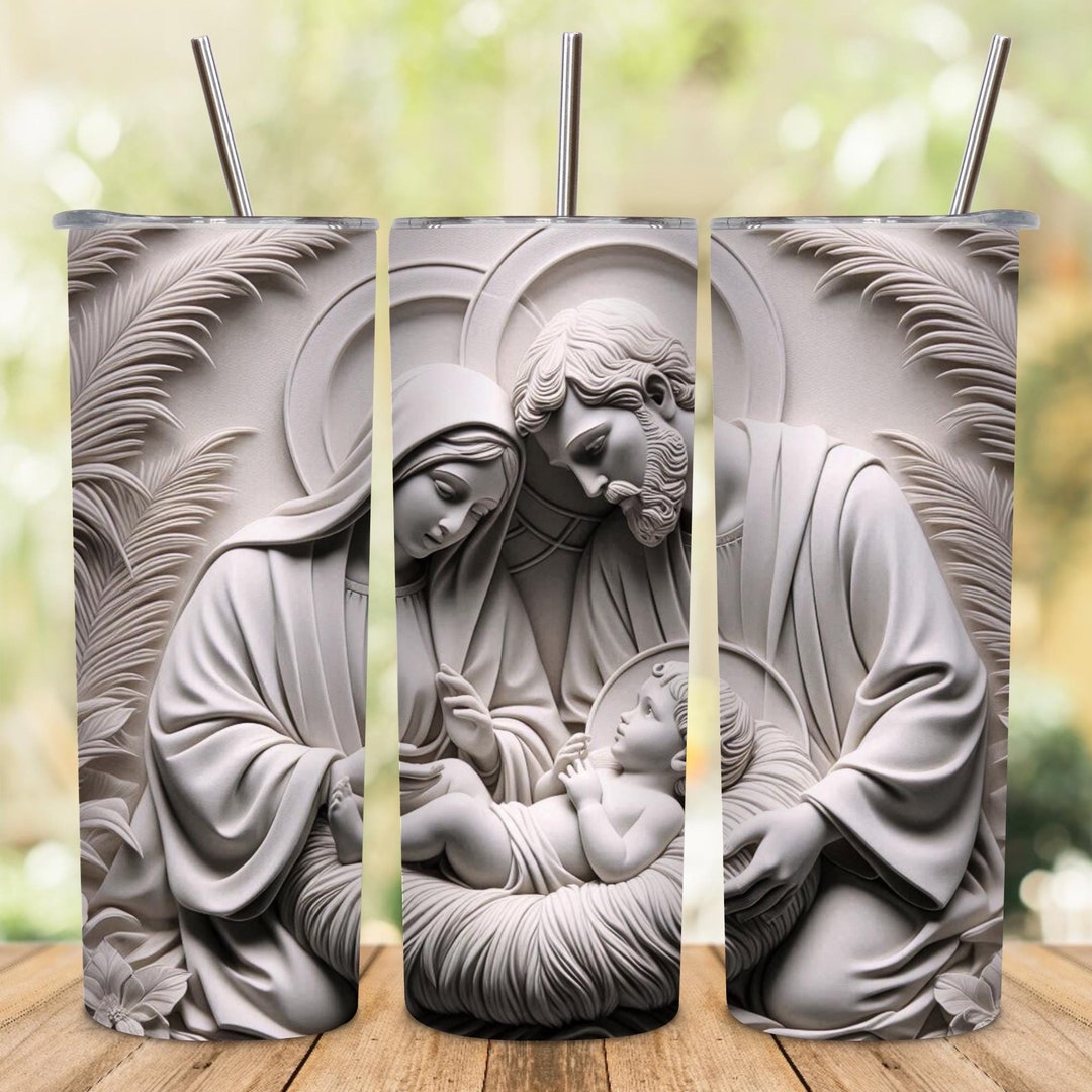 Mary Joseph Jesustumbler Wrap, 3D Nativity Scene Wrap, 20 Oz Skinny ...
