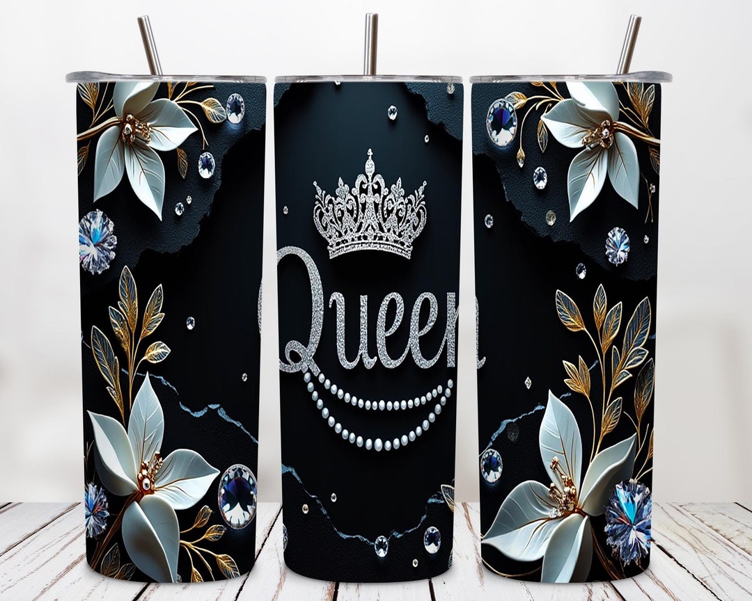 Classy Queen Diamond Glitter Pattern 20OZ Skinny Tumbler Design ...