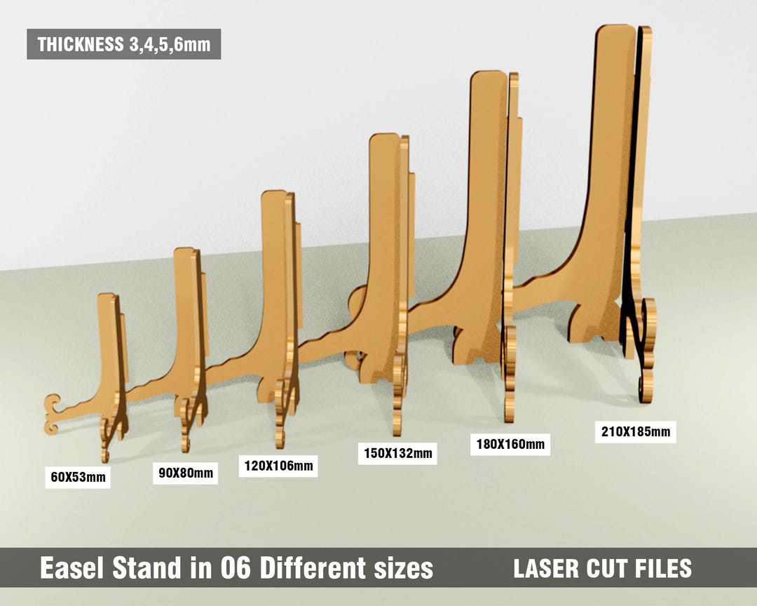 6 Sizes Laser Cut Easel Stand SVG, Stand Laser Cutting Files, Photo ...