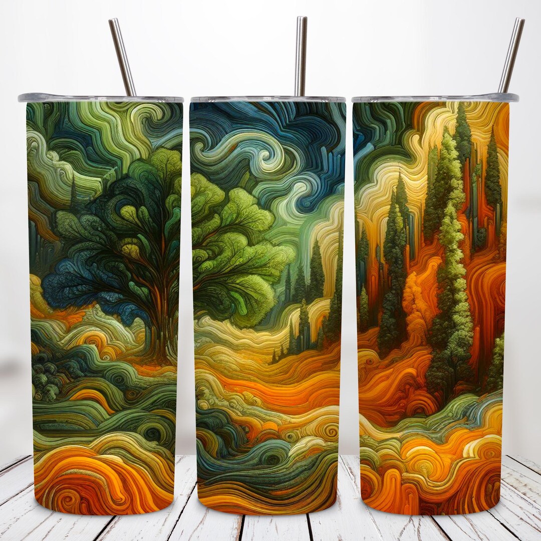 Orange and Green Painted Trees, 20oz Sublimation Tumbler Designs ...