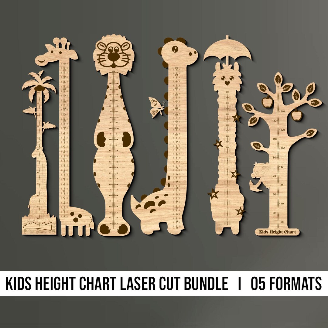 Kids Height Charts Laser Cut Bundle, Growth Chart Animal Kids Wall Art ...