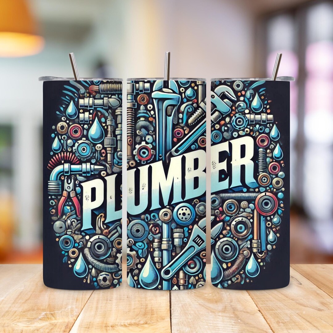 Plumber Tumbler Wrap PNG, Plumbing Tools 20oz Skinny Tumbler Design ...