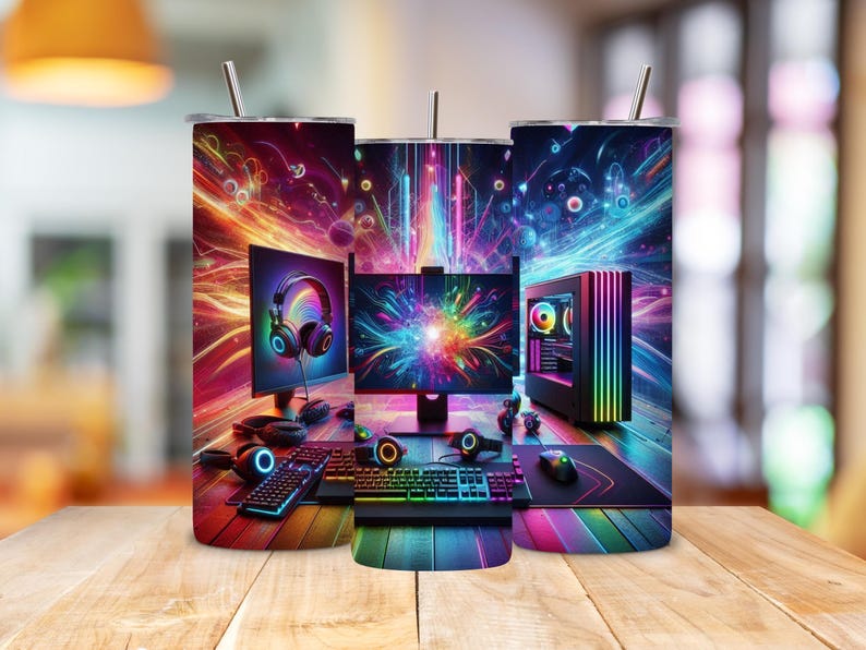 PC Gamer Tumbler Wrap, Gaming Life 20oz Skinny PNG, Computer Tech ...