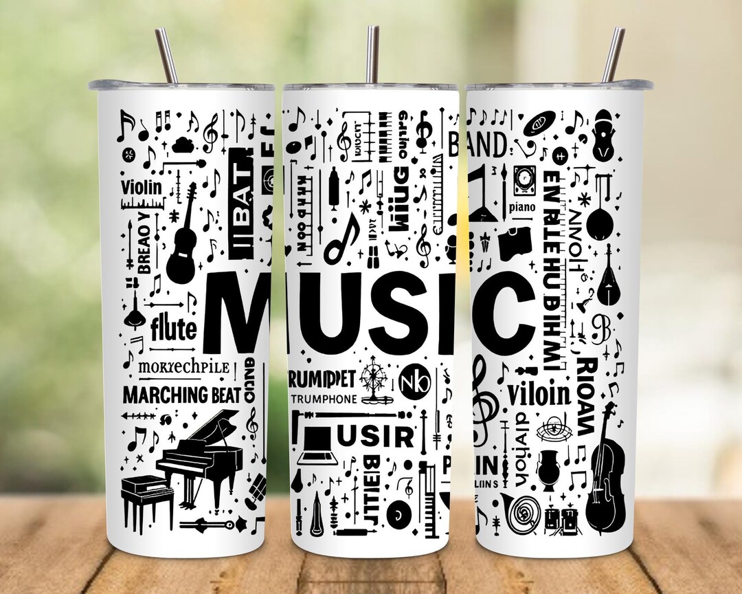 Music Word Art Wrap, School Band Trumpet Music Wrap, 20 Oz Skinny ...