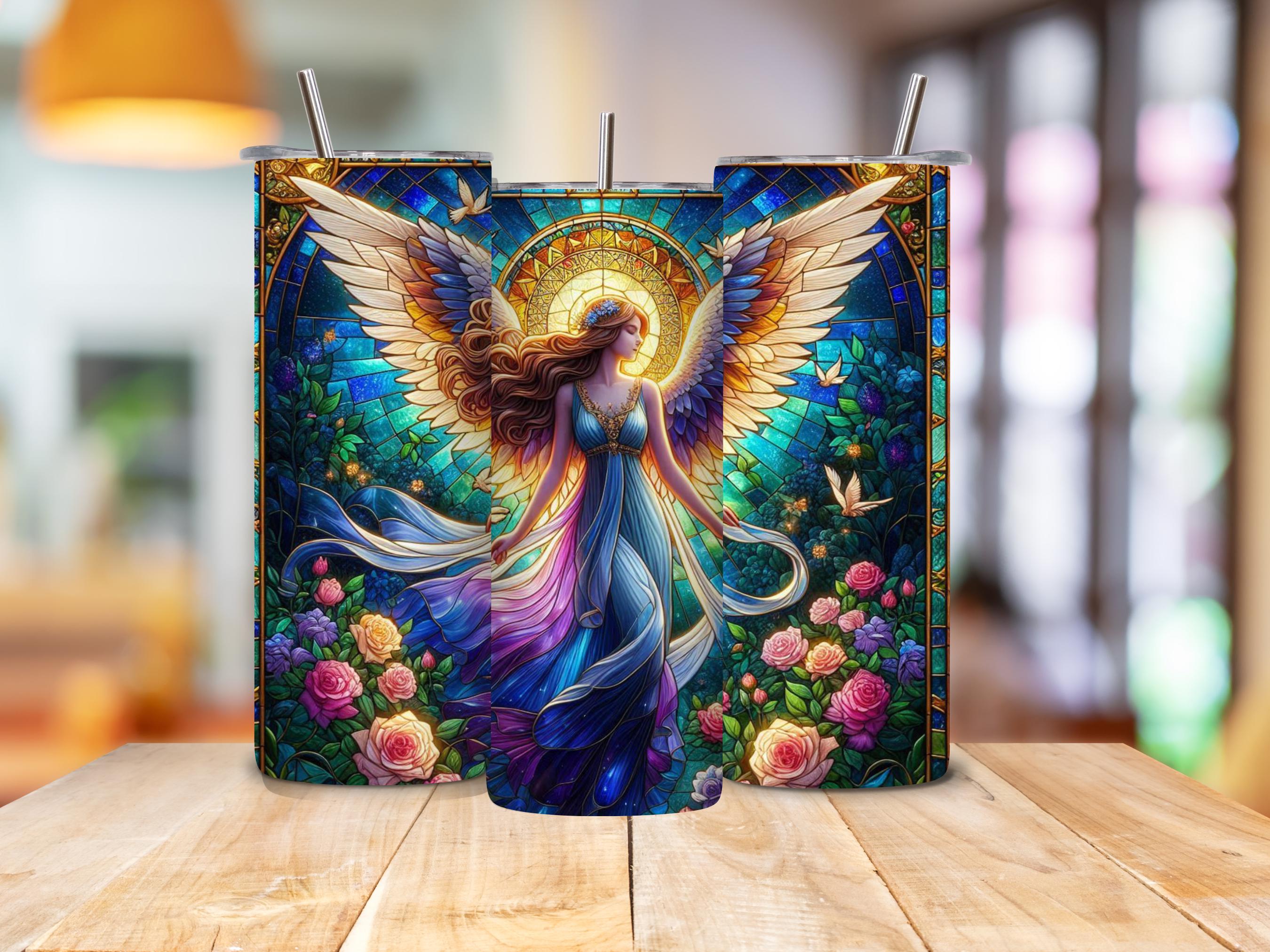 Angel Wings Tumbler Wrap PNG, Girl Angel 20 Oz Skinny Sublimation ...