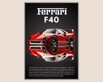Ferrari F40 Poster - Etsy