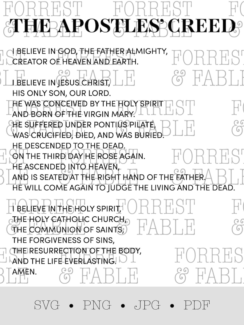 Apostles' Creed Digital Download | Modern Christian Wall Art ...