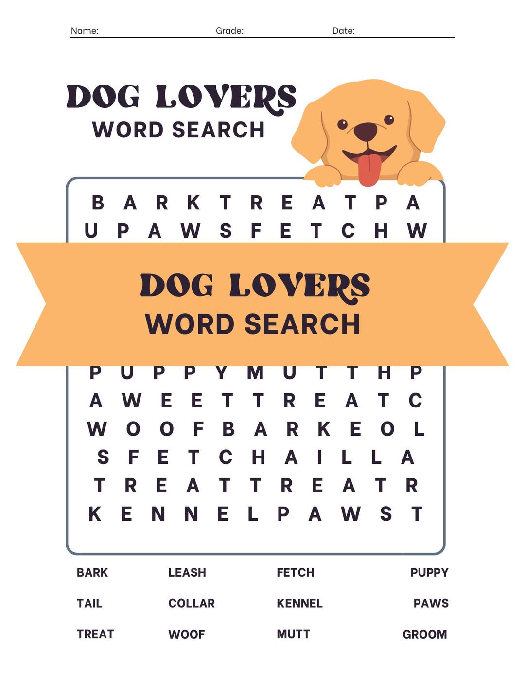 Dog Lovers Word Search Printable Fun One-page Activity - Etsy Canada
