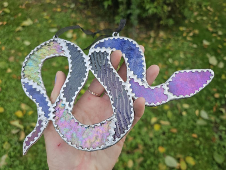 Snake Stained Glass Suncatcher - Etsy