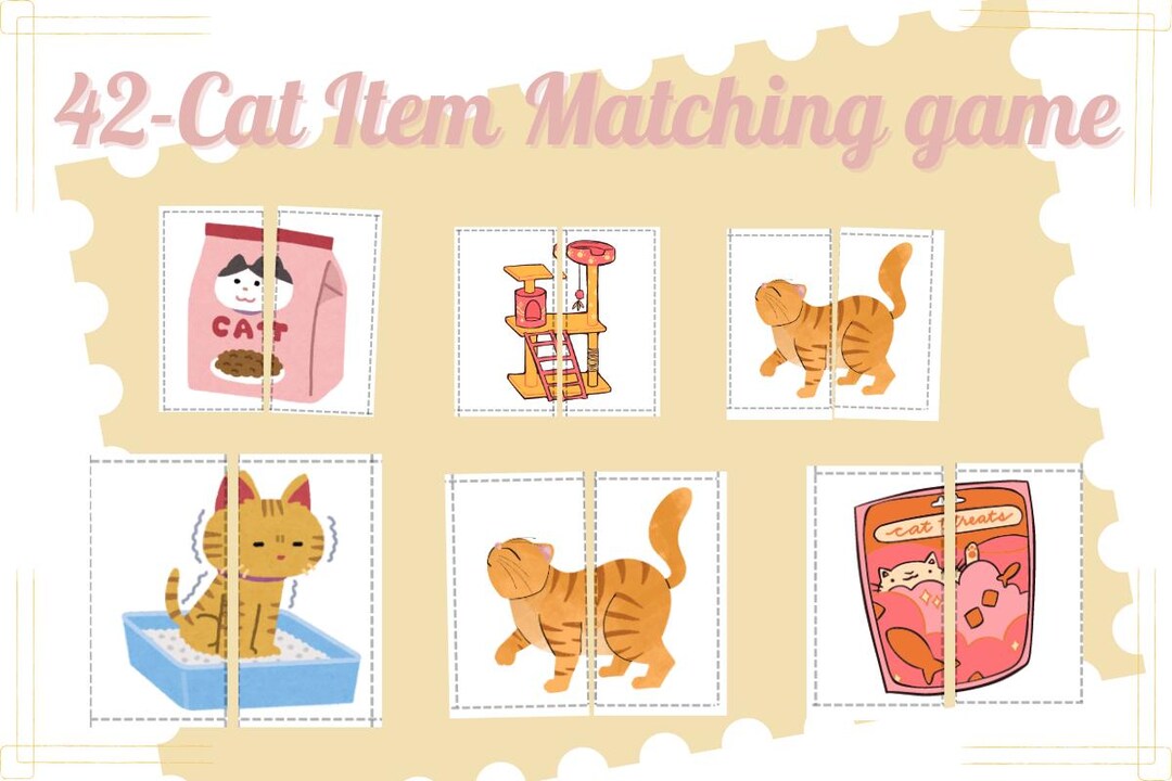 Cat Matching Game for Kids: 42-item Family Fun (PDF) - Etsy