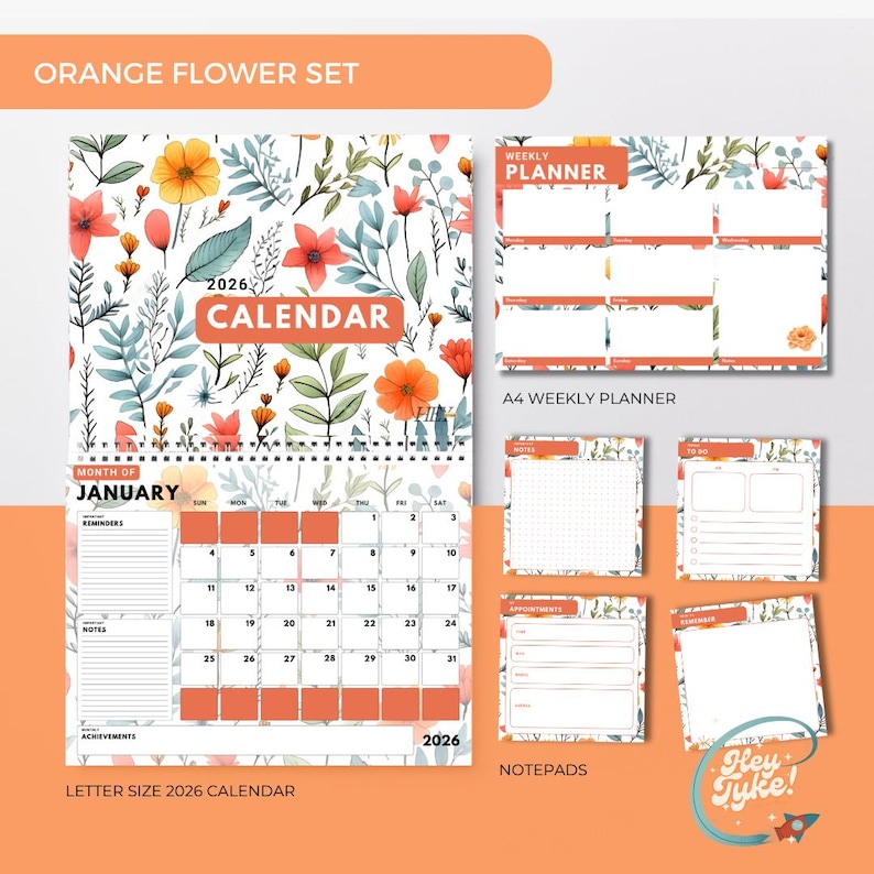 Printable 2026 Desk Calendar Weekly Planner and Notepad Bundle | Canva ...