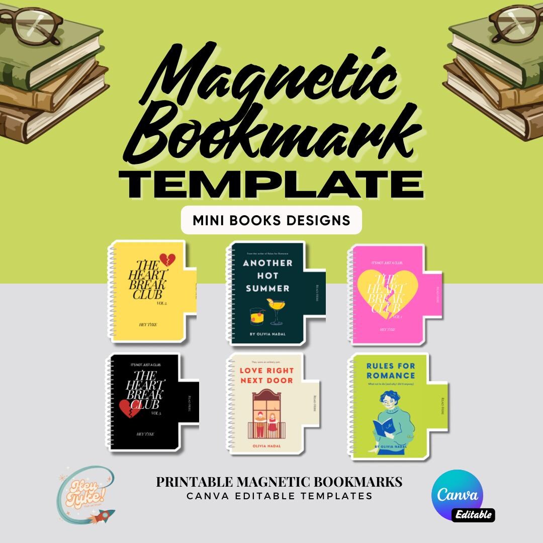 Mini Book Magnetic Bookmarks Template: DIY Reader Gifts (PDF & Canva ...