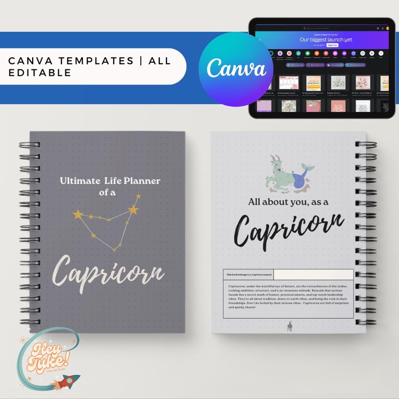 Zodiac Signs Planner Lovers: Customizable Astrology Canva Templates ...