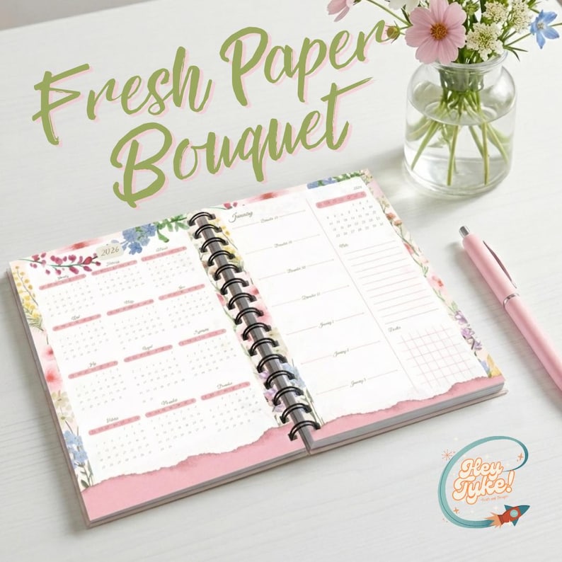 2026 Floral Stationery Set | Planner, Weekly Calendar, Notepads (canva ...