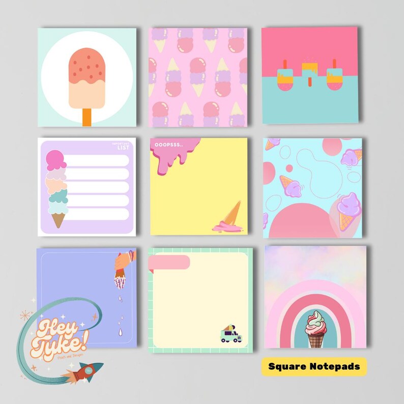 Summer Colorful Notepads Canva Templates | Ice Cream Themed Design ...