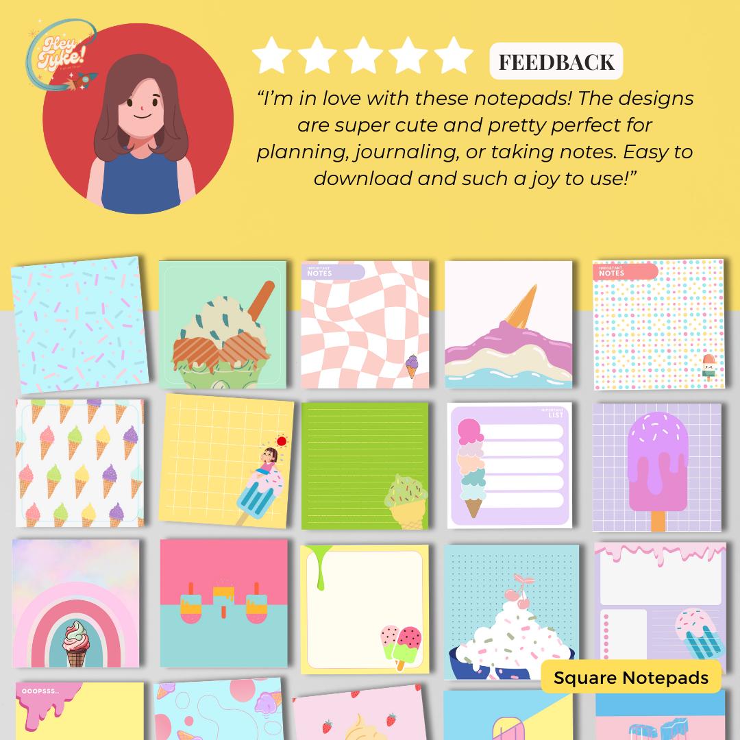 Summer Colorful Notepads Canva Templates | Ice Cream Themed Design ...