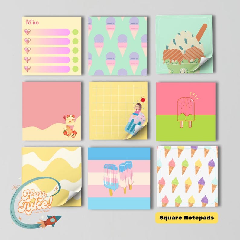 Summer Colorful Notepads Canva Templates | Ice Cream Themed Design ...