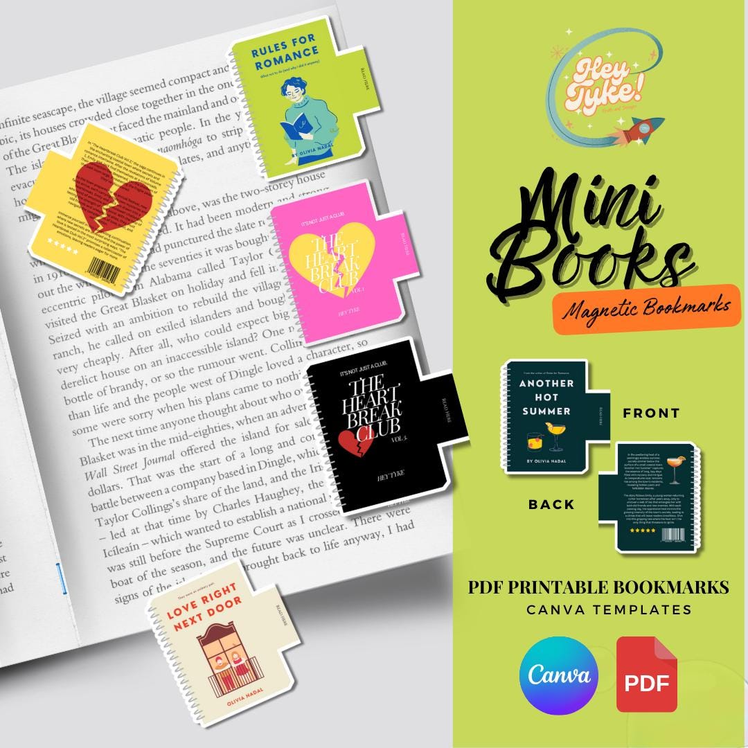 Mini Book Magnetic Bookmarks Template: DIY Reader Gifts (PDF & Canva ...