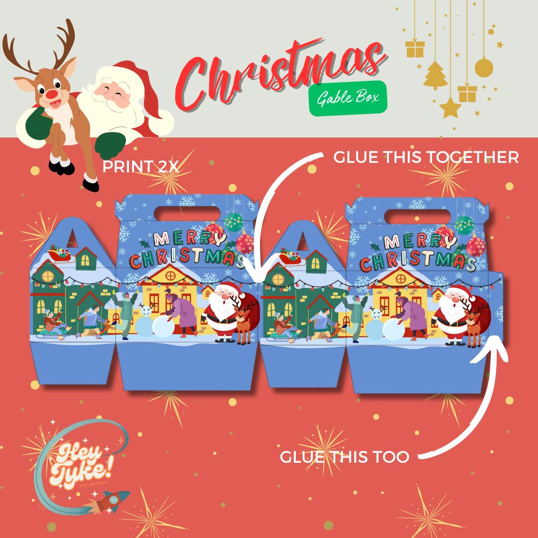 Christmas Gable Treat Box Templates: DIY Holiday Favor Boxes (canva ...