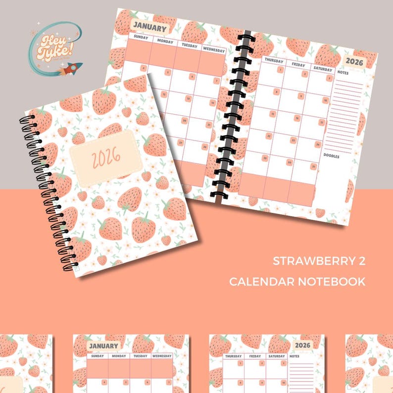 Strawberry Stationery Bundle 2026 Calendar, Weekly Planner & Notepads ...