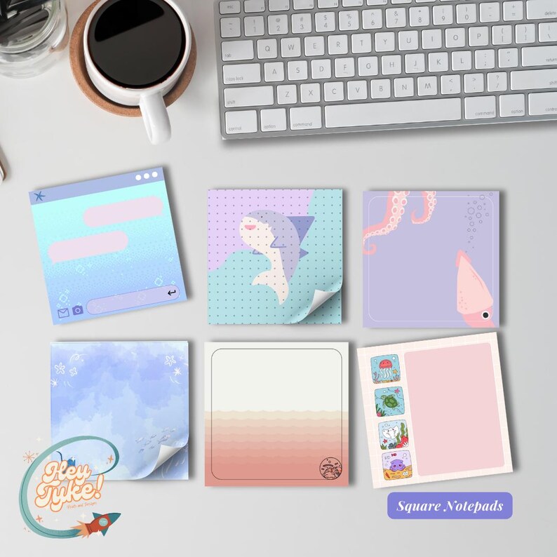 Under the Sea Printable Notepad Designs | Personalized Coastal Stationery | Feminine Digital ...