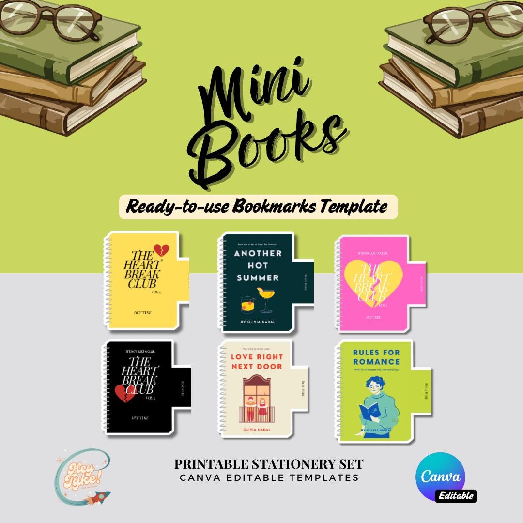 Mini Book Magnetic Bookmarks Template: DIY Reader Gifts (PDF & Canva ...