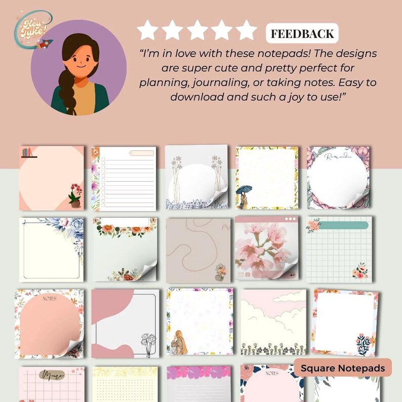 Floral Notepad Canva Templates: 100 Custom Stationery Designs (digital ...