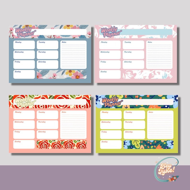 Floral Weekly Printable Planner Notepad: Undated Canva Template (A4/US ...